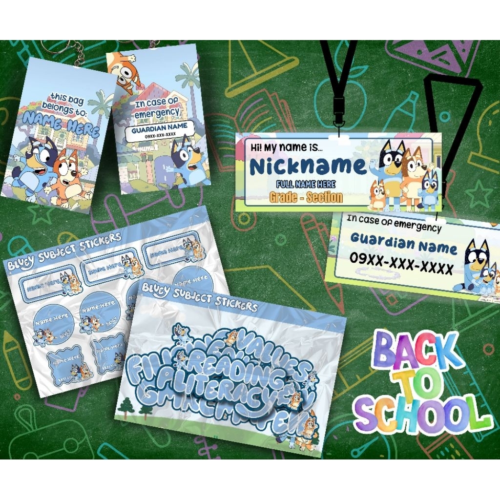 BACK TO SCHOOL SET | Name Tag + Bag Tag + Subject and Name Stickers ...