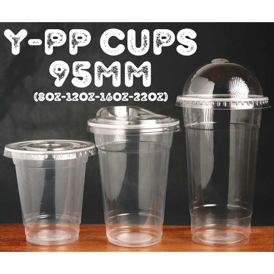 100pcs 95mm Disposable PP-Y Cup with Lids (8oz,12oz,16oz,22oz) for ...