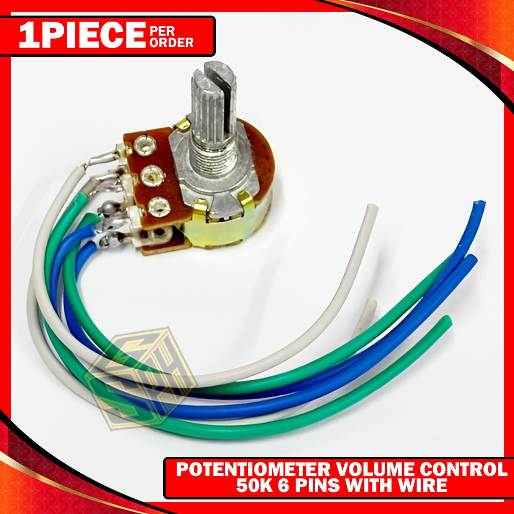 Volume Control 50K Potentiometer 6 Pins With Wire Heavy Duty | Shopee ...