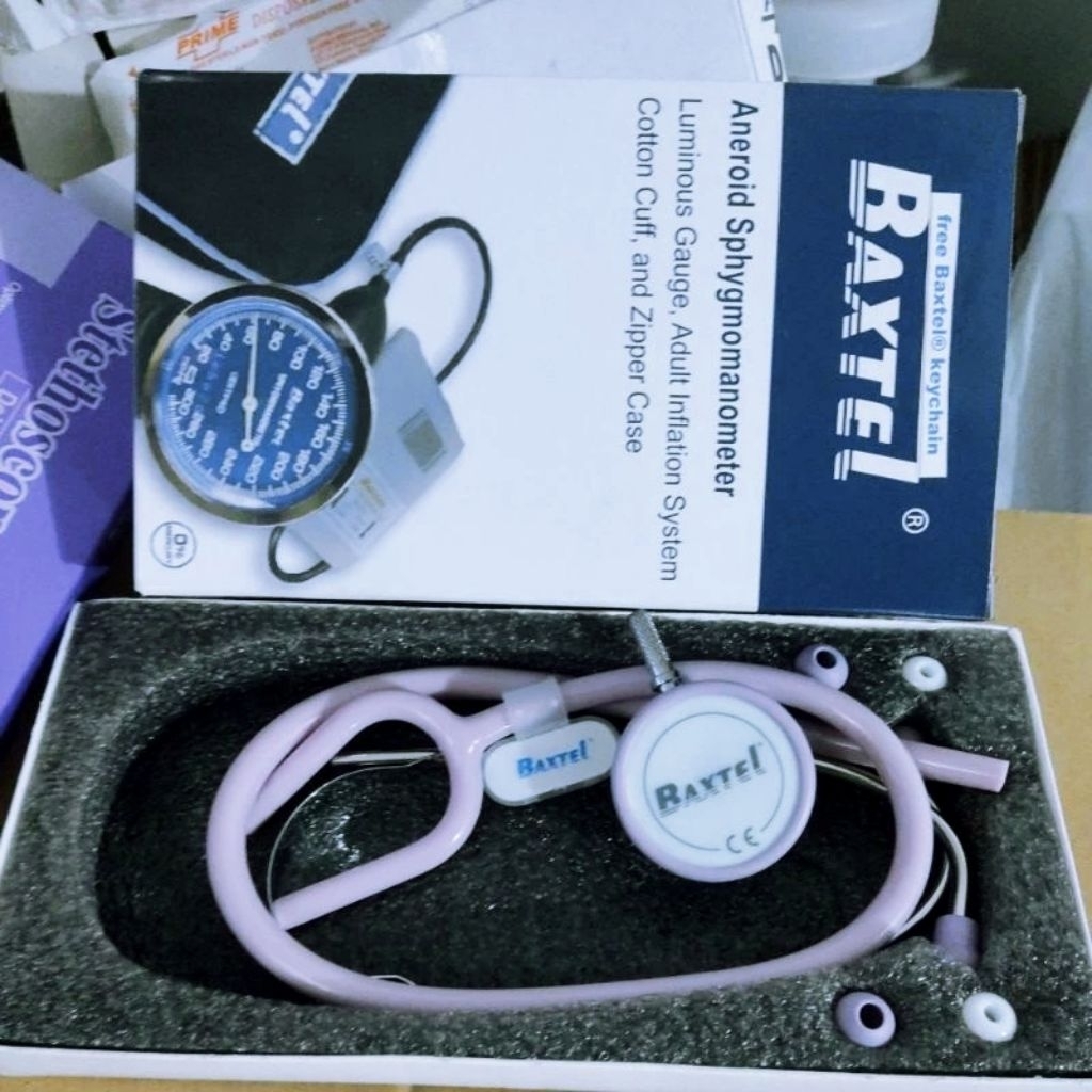 ORIGINAL BAXTEL SET BP & STETHOSCOPE BLOOD MONITOR ( LAVENDER & BP ...