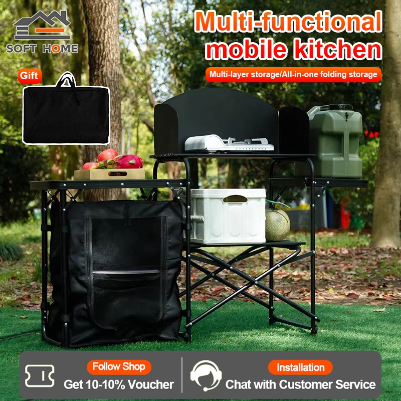 SOFTHOME Outdoor Camping Portable Cook Station Easy Setup Aluminum ...