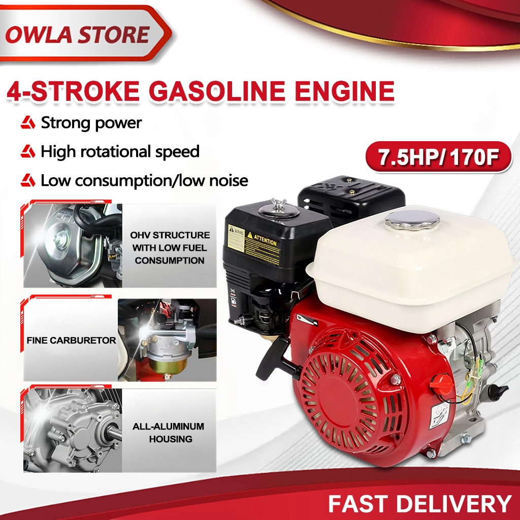 Gas Engine 4-Stroke 7.5HP High Speed Air Cooled Gasoline Engine Power ...