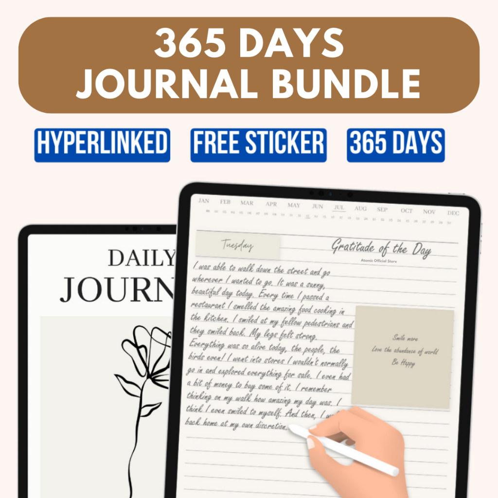 INSTANT365 Days Daily Journal Bundle PDF - 365 Pages hyperlinked | Ipad ...