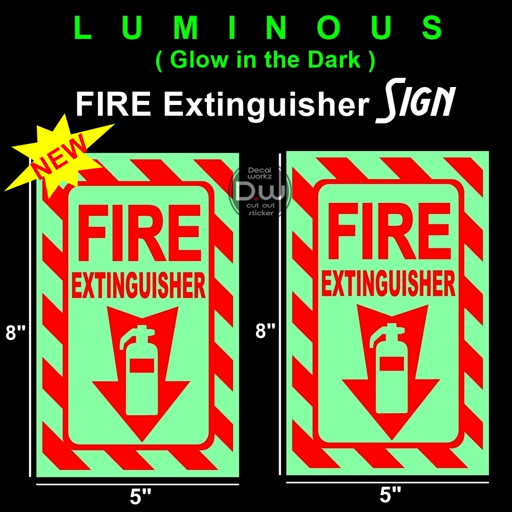 Luminous Fire Extinguisher Sign Glow in the Dark Cut Out Luminous ...