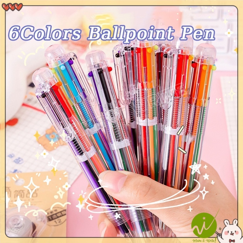 6 in 1 Multi Ball Pen Colored Multi-function press Carrot Ballpoint ...