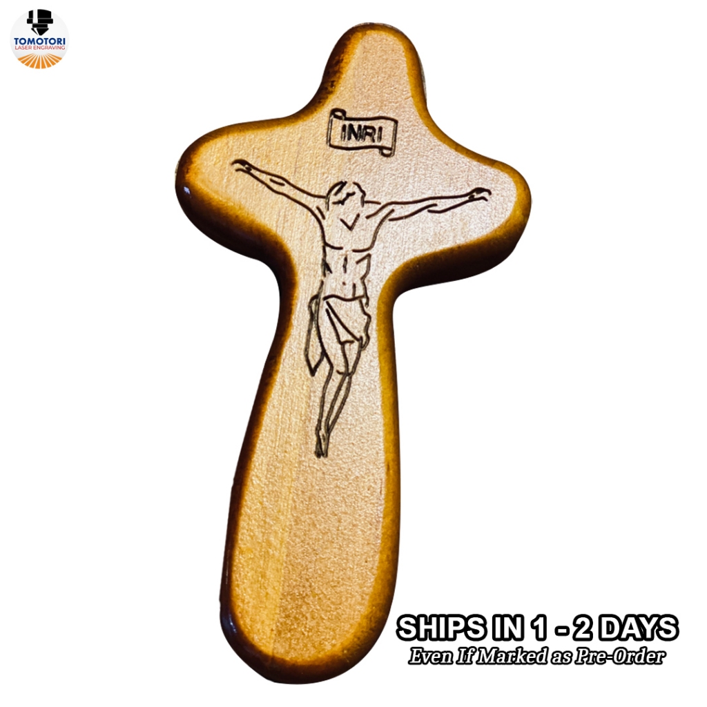 Handheld Wooden Crucifix Comfort Cross – Engraved Prayer Cross for ...