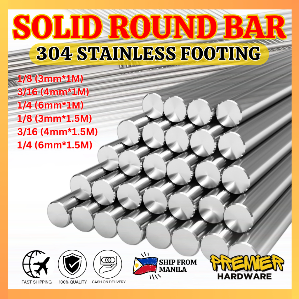 Stainless Steel 304 Shafting Tubular Solid Round Bar Rod ( 5PCS ...