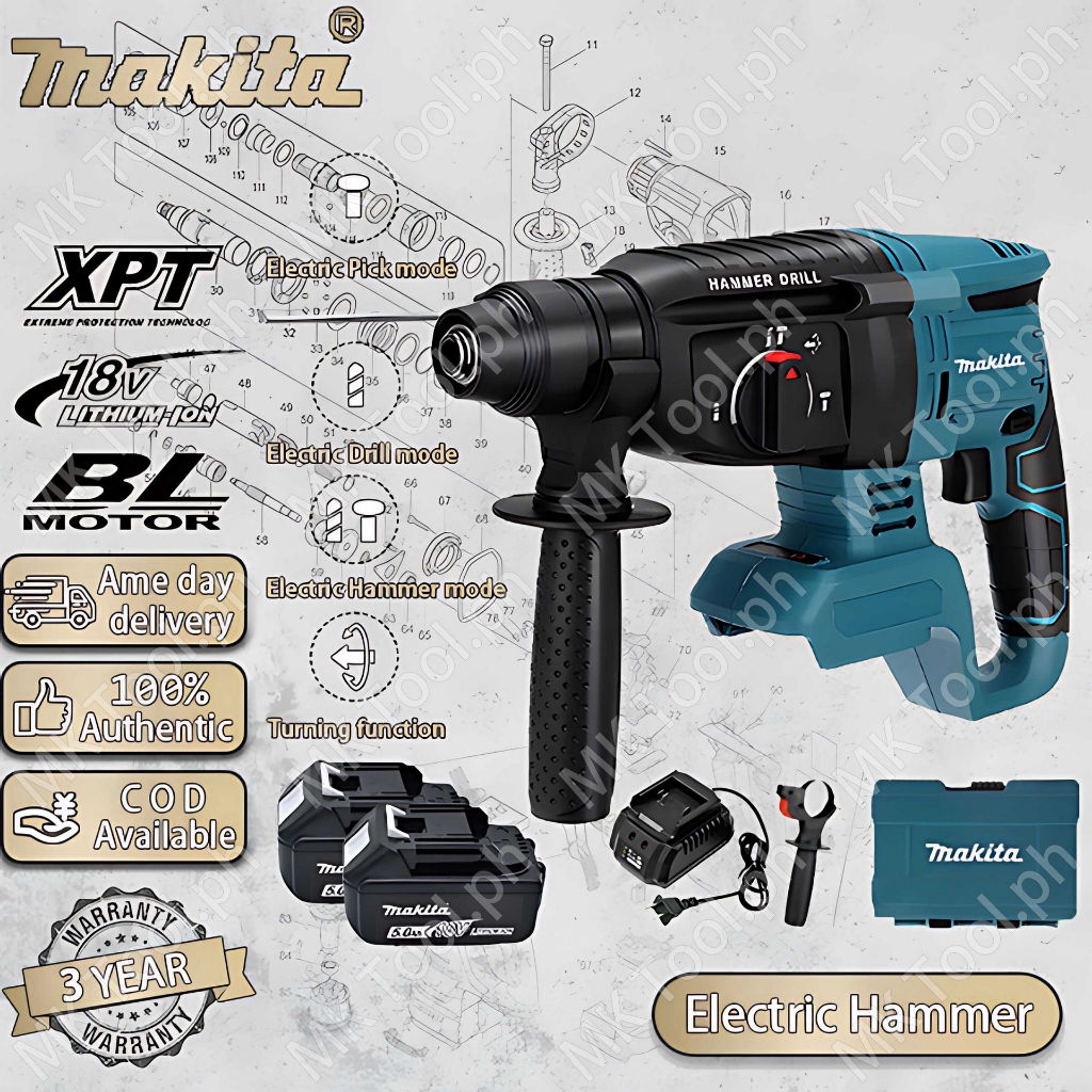 Makita Brushless Cordless Impact Hammer Drill Rotary Electric Hammer ...