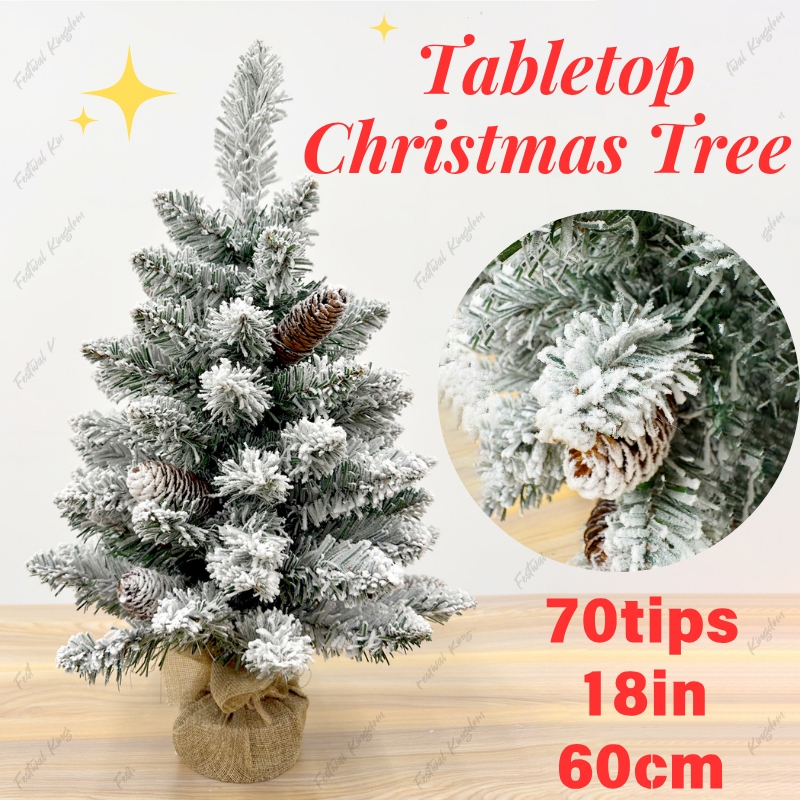 Small Christmas Tree Flocked Artificial Tree 22 inches with Pine Cones ...