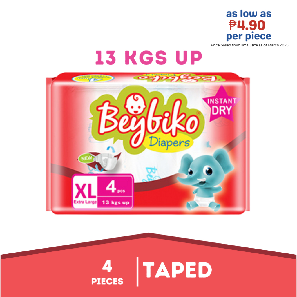 Beybiko Diapers Extra Large (13 Kgs Up) - 4 Pcs Travel Pack - Taped ...