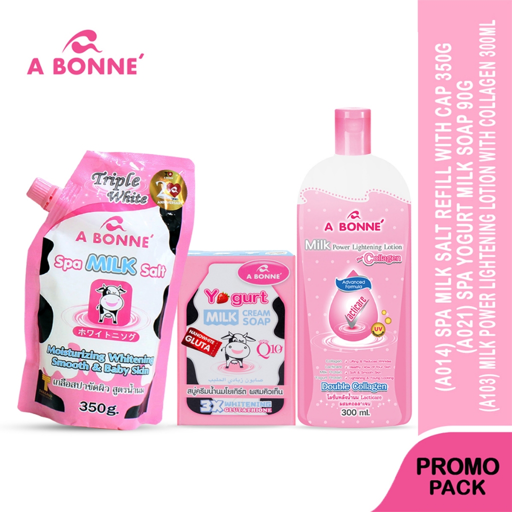 【Promo A014 + A021 + A103】A bonne Milk Salt 350g + Milk&Ygrt Soap 90g ...