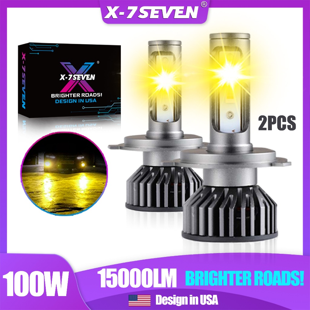 X-7SEVEN USA 2PCS 15000LM Yellow LED Bulbs H3 Led Bulb H4 H7 H11 H8 ...
