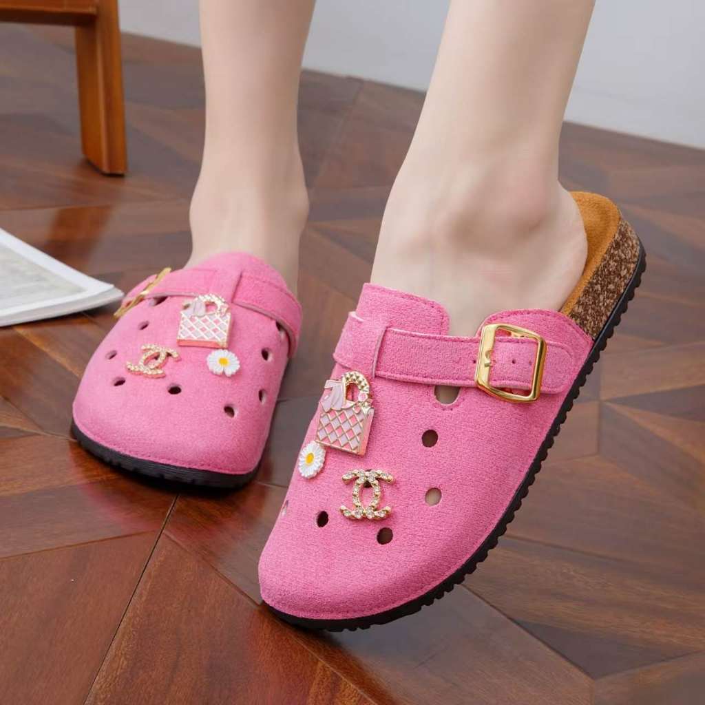 【cuihua】 Women's Cork - Sole Clog Slippers with Cute Flower Decor ...