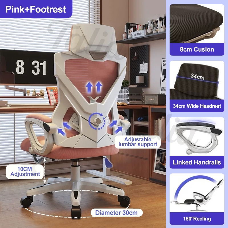[COD]Ergonomics Computer chair office chair game chair with a footrest Home Reclining Swivel ...