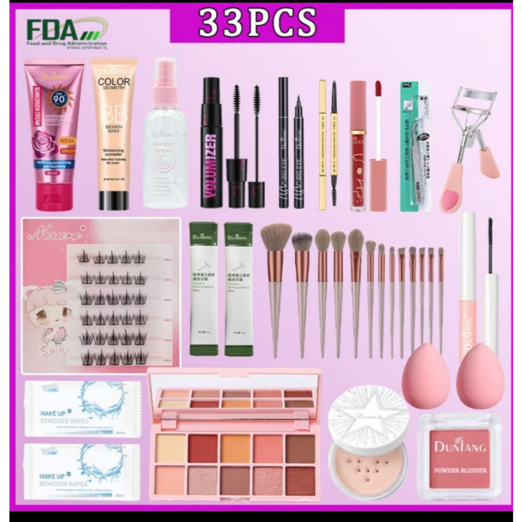 33PCS Makeup Set Powder Blush BB Cream Lipstick Concealer 3D Eyelashes ...