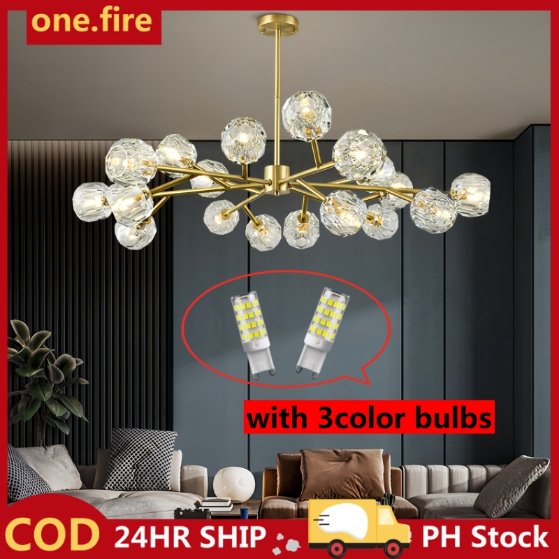 Tri color Modern Chandelier Ceiling Light Crystal Drop Light Hanging ...