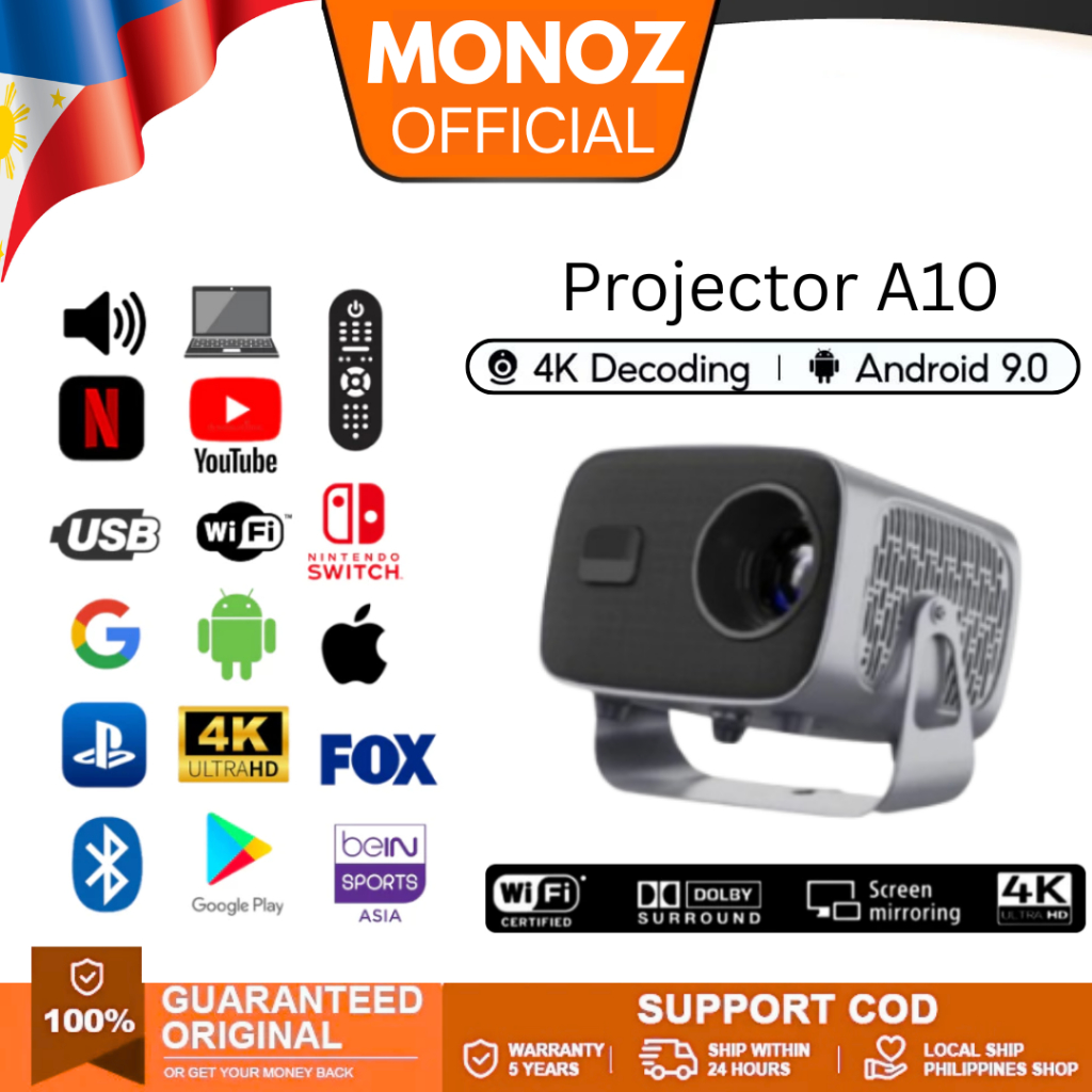 A10 PRO 4K Android Projector – HDMI, WiFi, Bluetooth, LCD, 360 ...