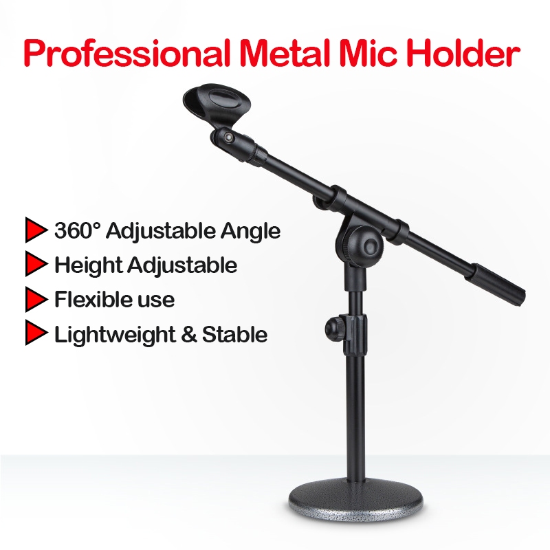 Heavy Duty Metal Mic Stand Adjustable Angle&Heigh Desktop Microphone ...