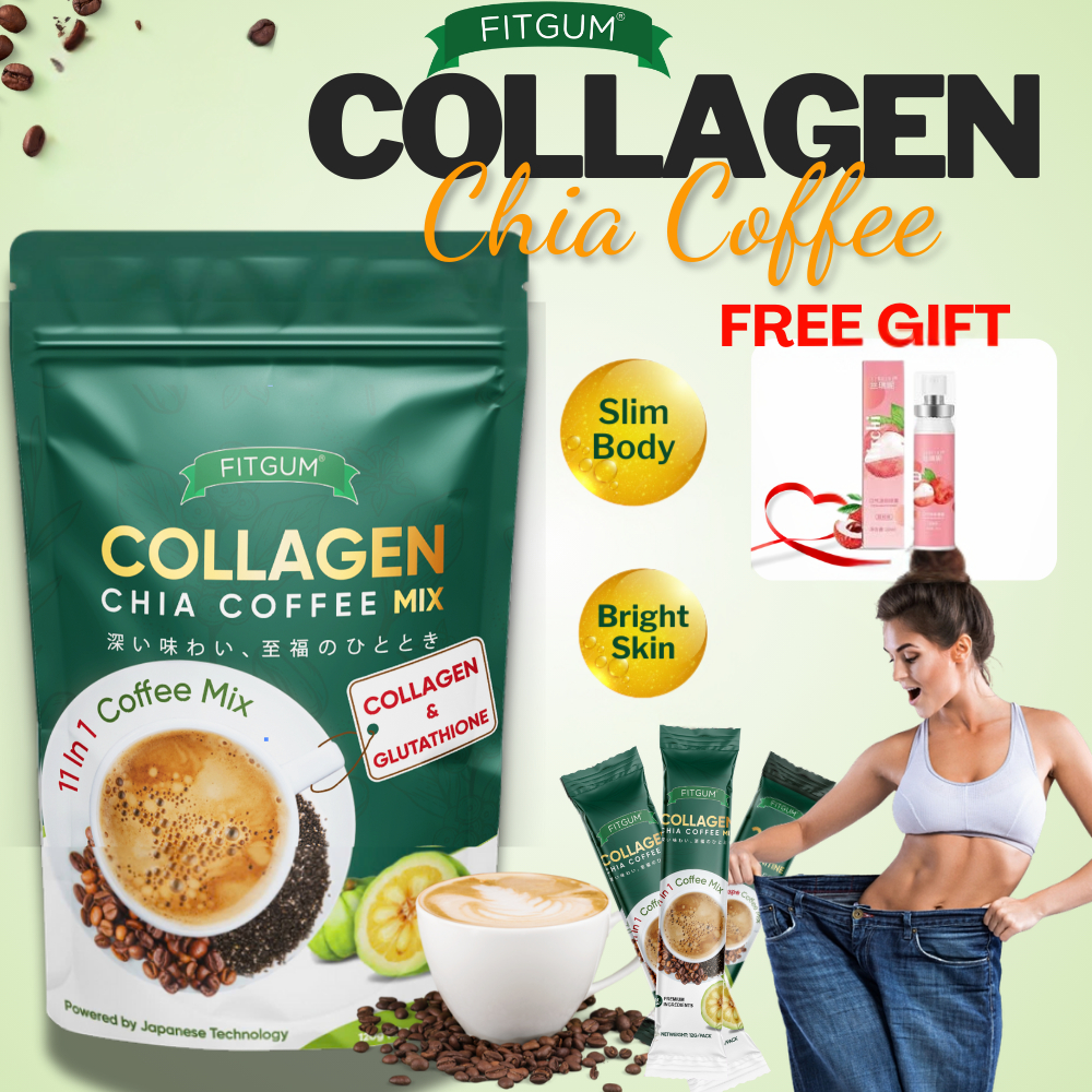 FITGUM 20X Collagen Chia Coffee 11 in 1 Coffee Mix Slim Body Weight ...