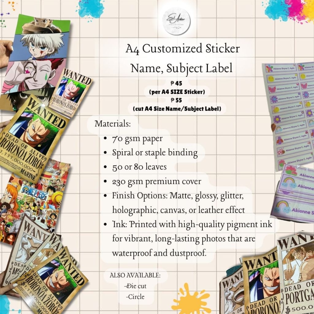 A4 Personalized Character | Name Label Sticker | Subject Label | Shopee ...