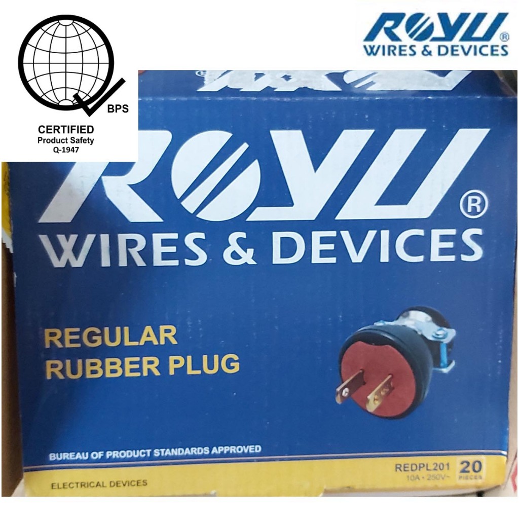 Royu Regular Rubber Plug 10A 250V Male Plug 2 Prong BPS Certified PS Q ...