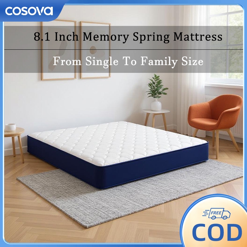 COSOVA 8 inch Memory Foam lndependent Spring Mattress ( Single / Double ...