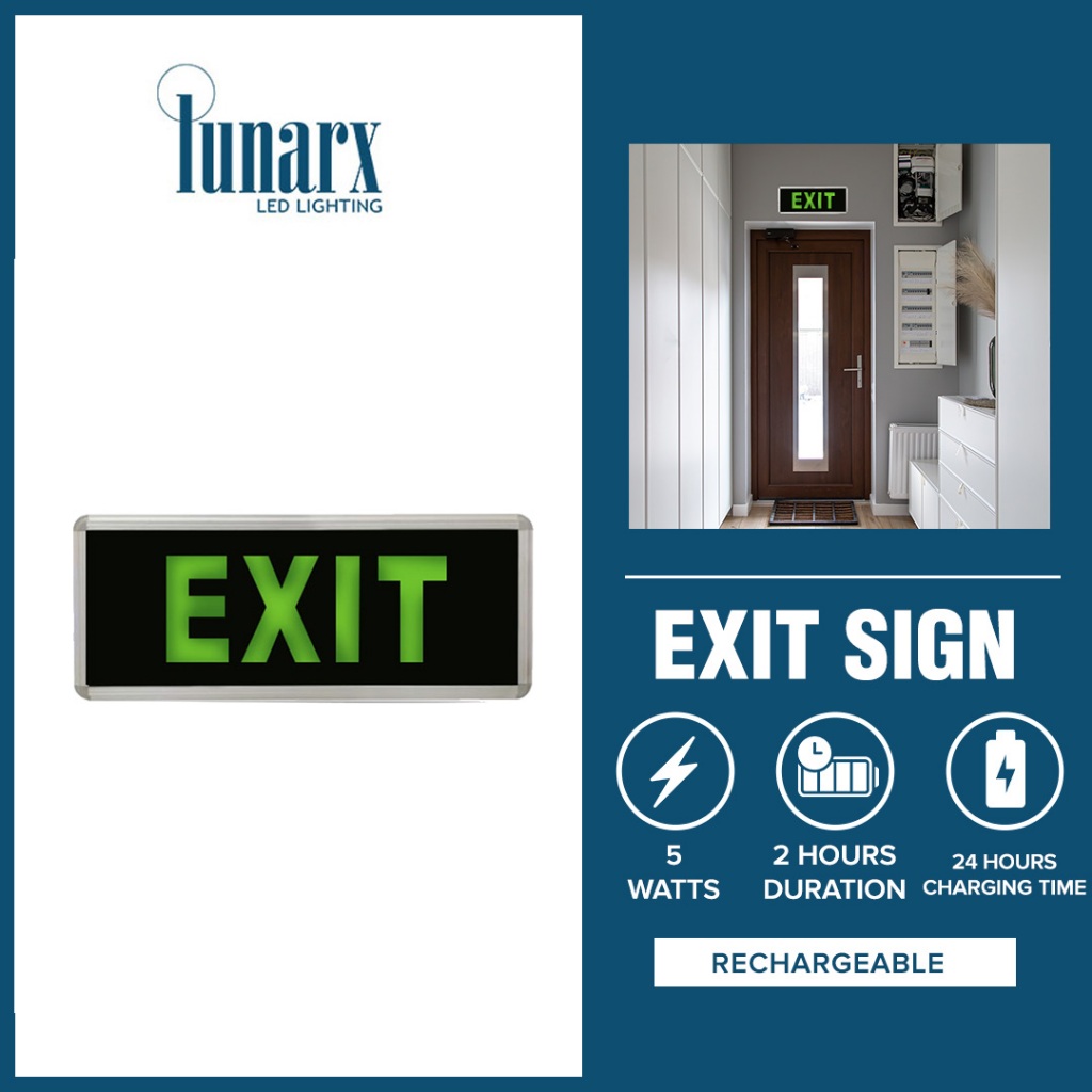 LUNARX LED Fire Exit Signage Luminous for Emergency - Double FACE ...