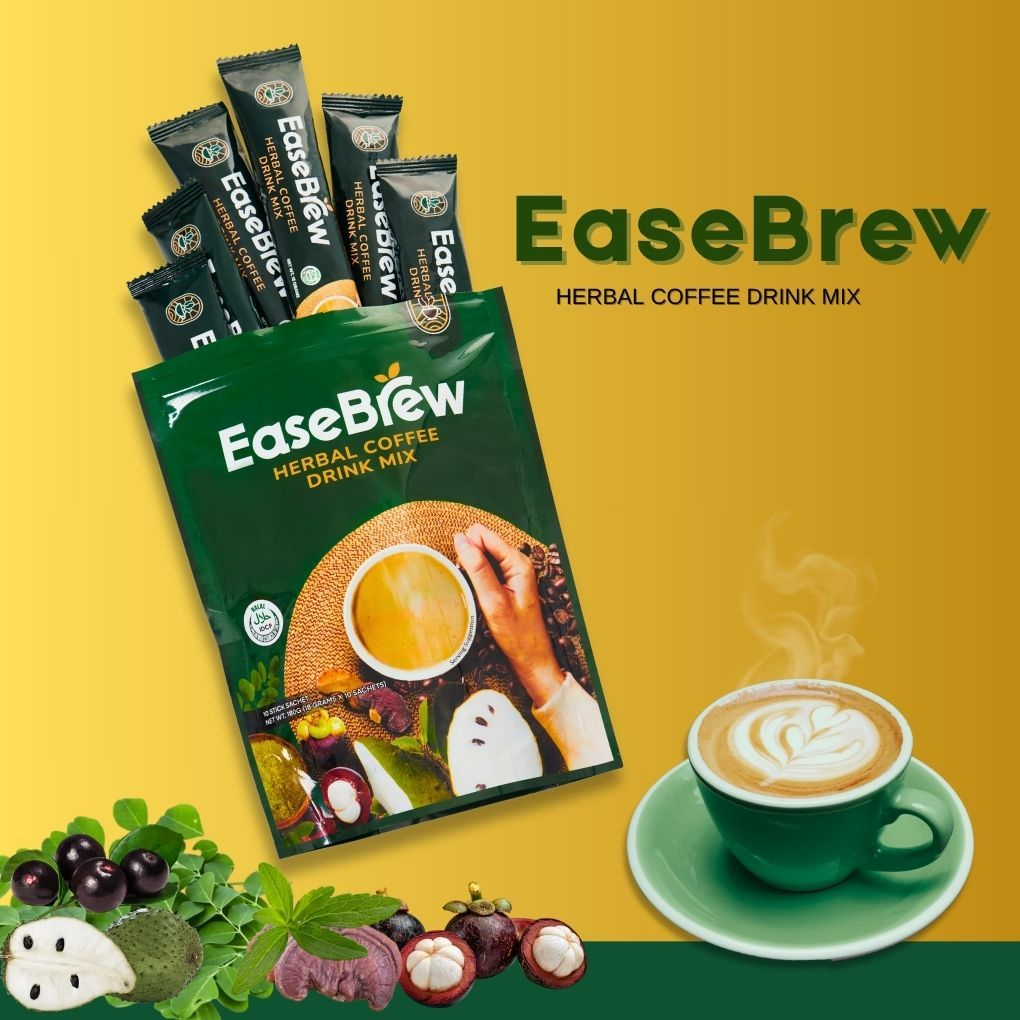 EaseBrew Herbal Coffee Drink Mix –18g x 10 Sachets | Energy | Detox ...