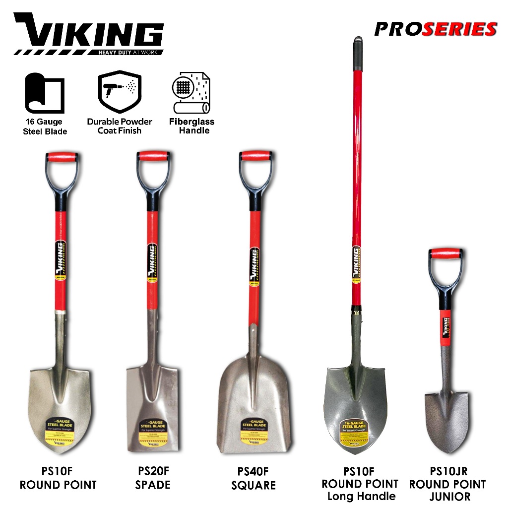 VIKING Shovel (Pala) Pro Series Red Fiberglass Handle Power D-Grip for ...