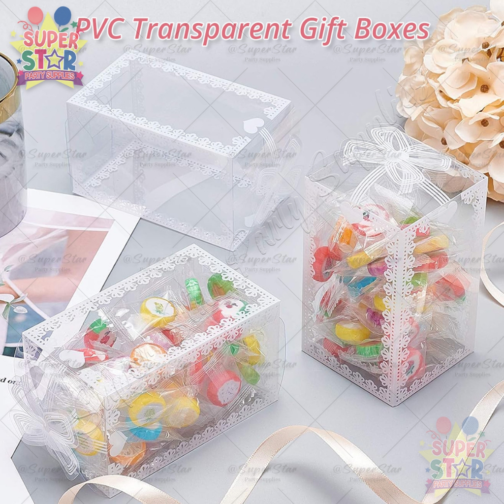 10pcs Acetate Clear Box With Bowknot Wedding Birthday Giveaway Gift Box ...
