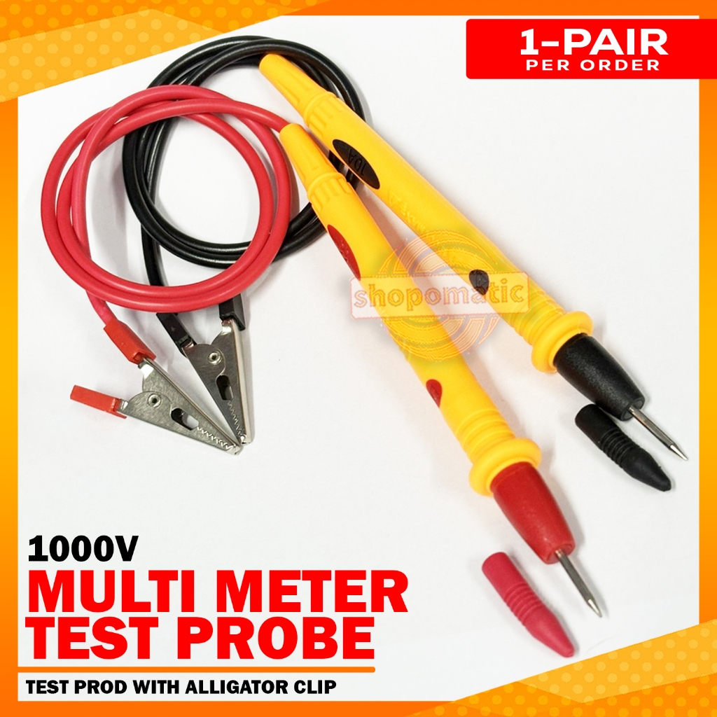 1000V Multi Meter Test Probe Test Prod With Alligator Clips Heavy Duty ...