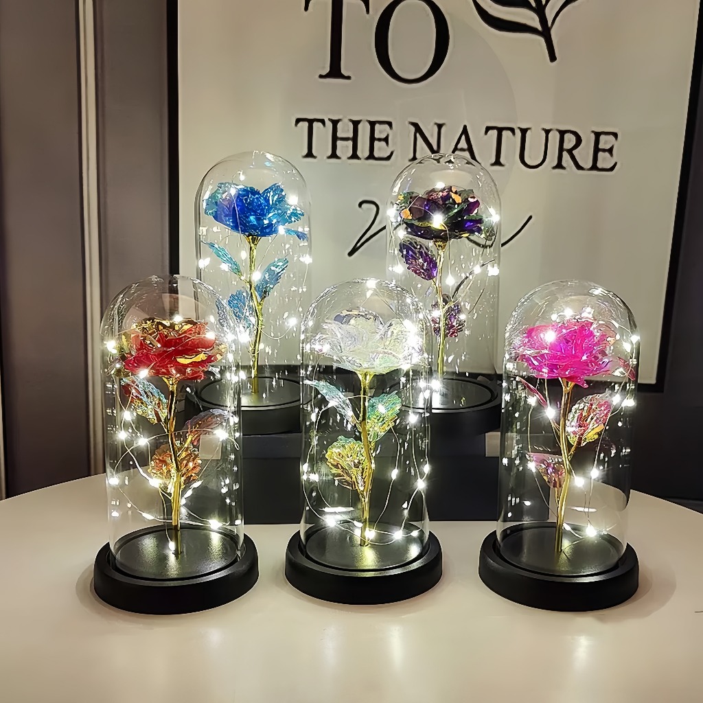 JWS Eternal Rose LED Light Foil Flower in Glass Gift for Girlfriend ...