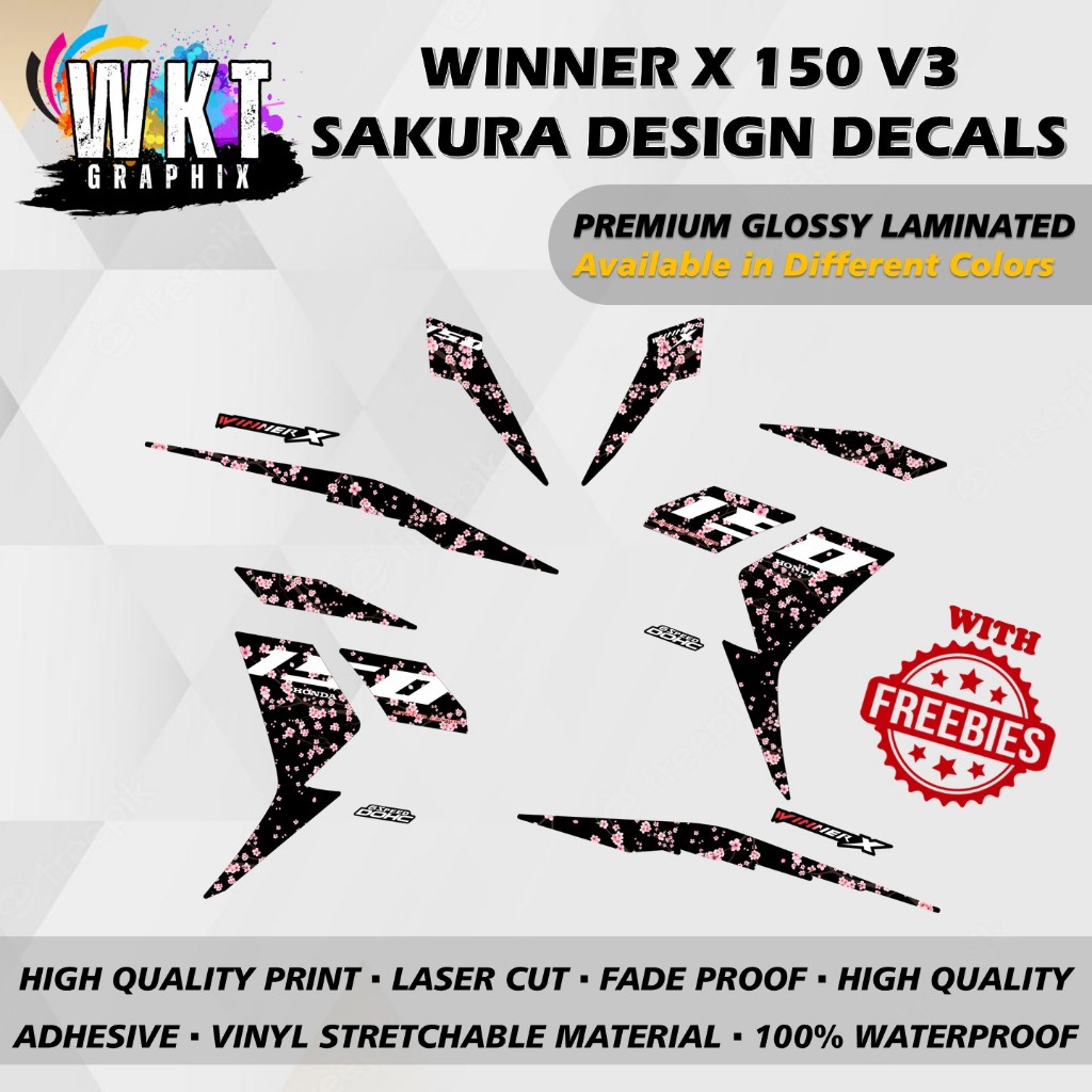 WINNER X 150 V3 SAKURA DESIGN DECALS STICKER (WATERPROOF, LAMINATED ...