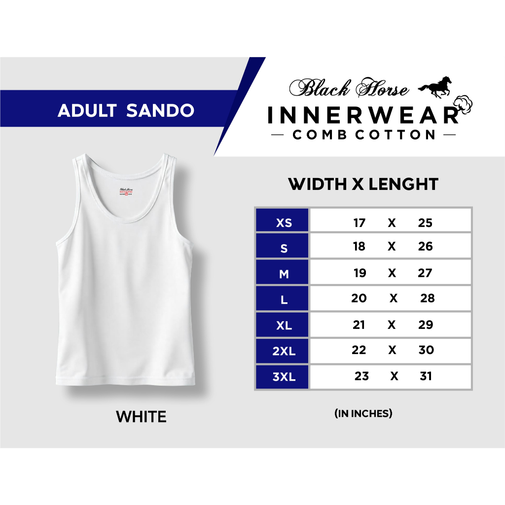 Blackhorse Innerwear Adult Sando White (Kentucky Style) | Shopee ...