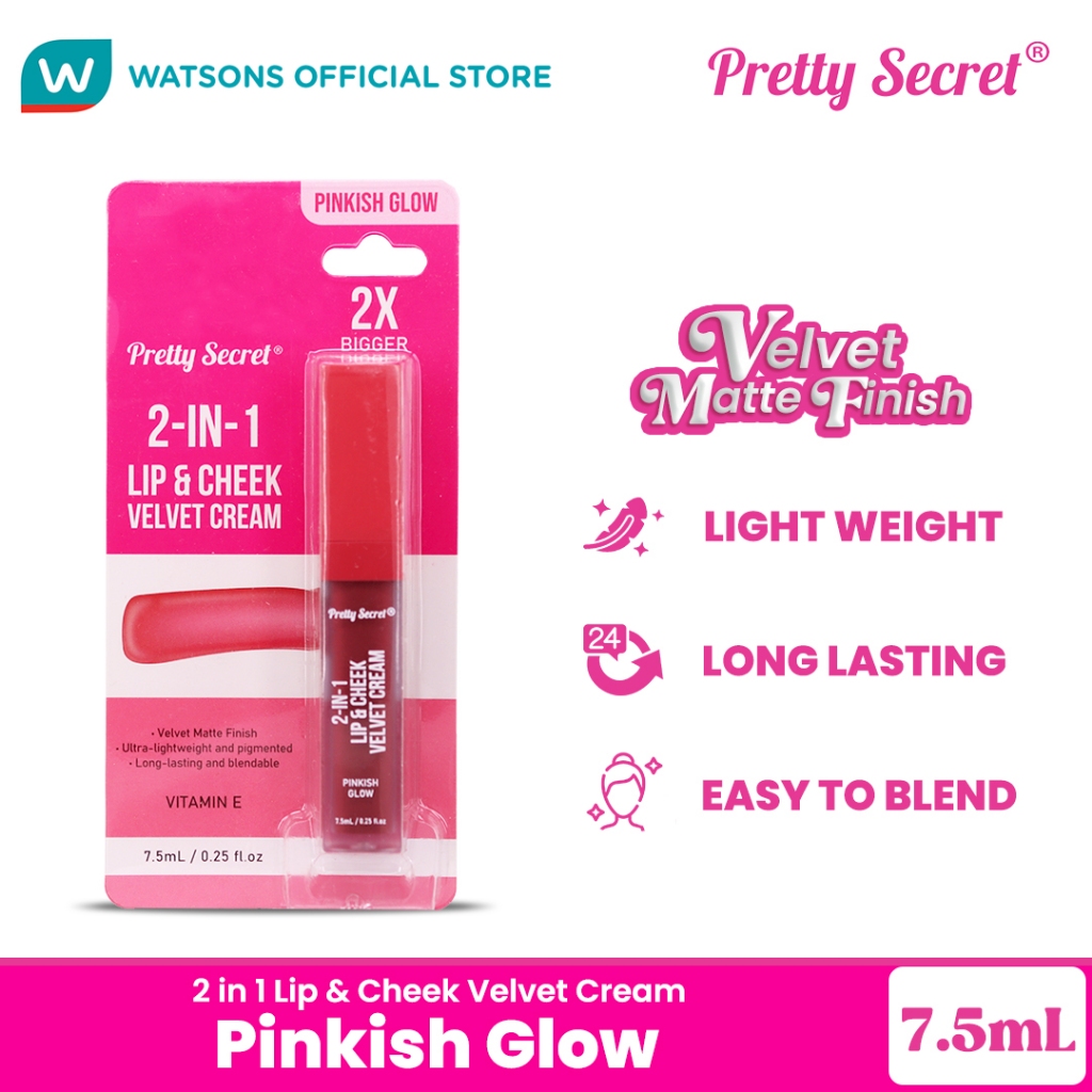 PRETTY SECRET 2-In-1 Lip and Cheek Velvet Cream Pinkish Glow 3ML ...