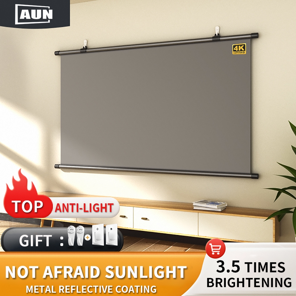 Patent Anti-light projector screen pull down roll up white screen for ...