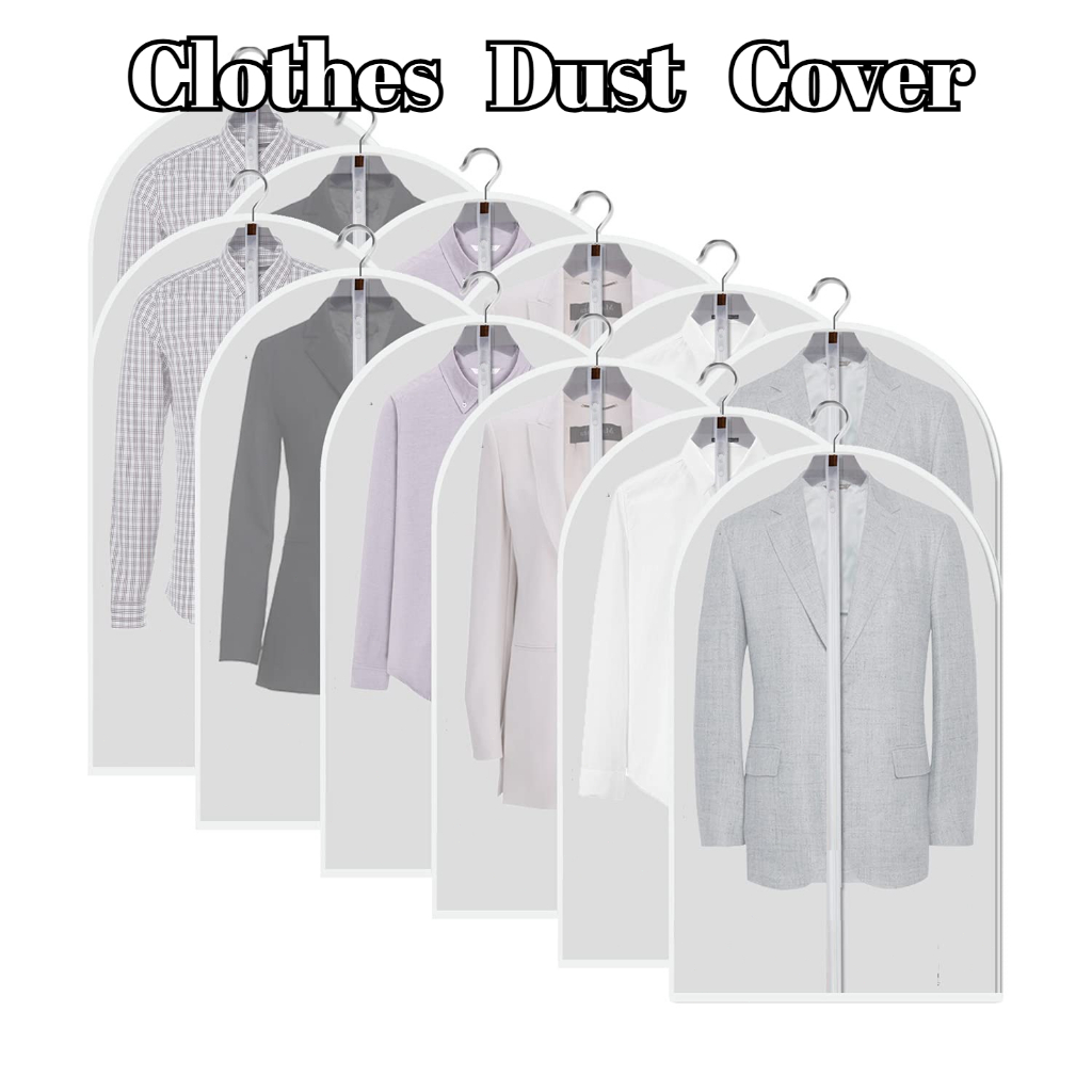 12Pc EVA Transparent Clothes Dust Cover Washable Clothes Cover Clothing ...