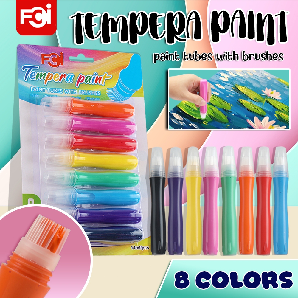 FCI Tempera Paint Tube with Brush Washable & Non Toxic with brush for ...