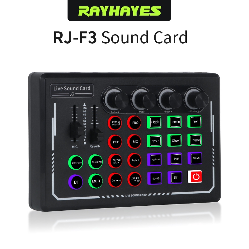 RAYHAYES RJ-F3 Sound Card Audio Usb External Mixer Bluetooth Mic For ...
