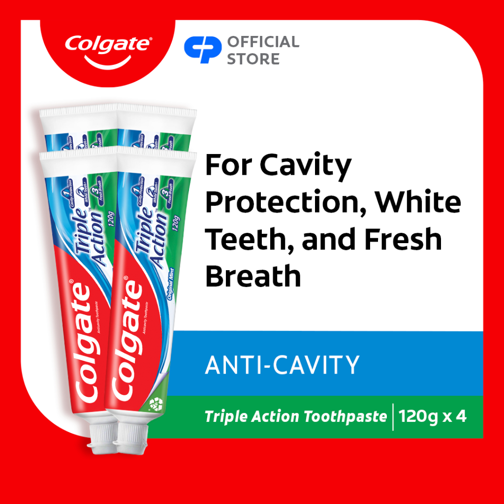 Colgate Triple Action Anti-Cavity Family Toothpaste 120g Pack of 4 ...