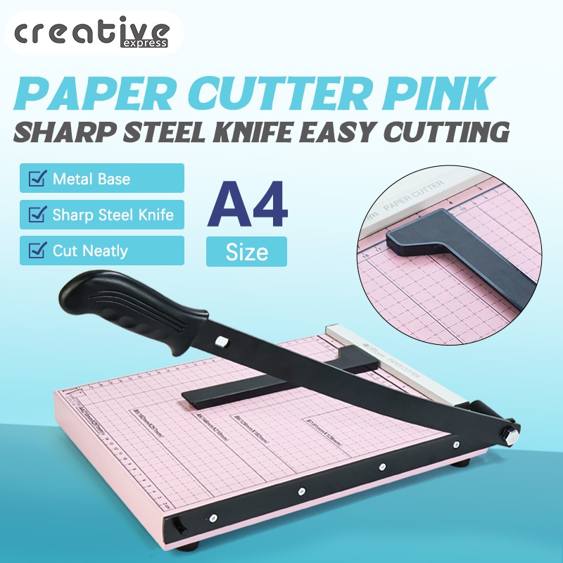 Paper Cutter A4 Manual Pink Trimmer Heavy Duty Paper Trimmer Metal Base ...