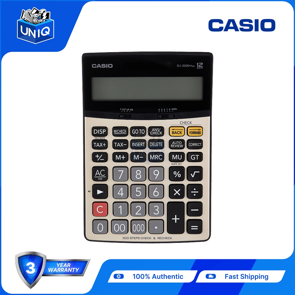 Casio 12 digits Calculator, DJ-220DPLUS, Metal Faceplate, Desktop Type ...