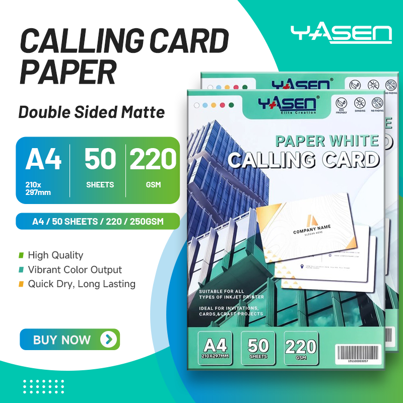 Yasen Premium A4 Cardstock Paper 50 Sheets/ Matte Finish Double-Sided ...