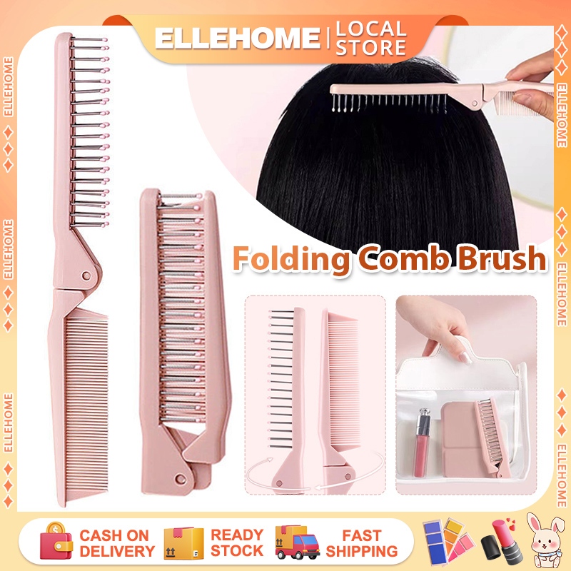 Folding Comb Brush Fashion Solid Color Portable Hair Comb for Girls ...