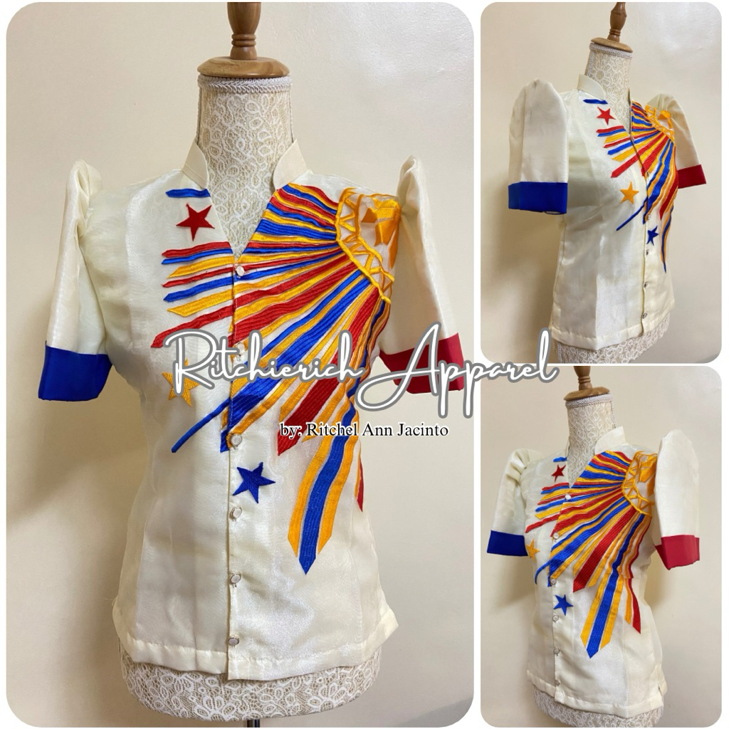 Ladies Modern Filipiniana Blouse SINAG DESIGN | Shopee Philippines