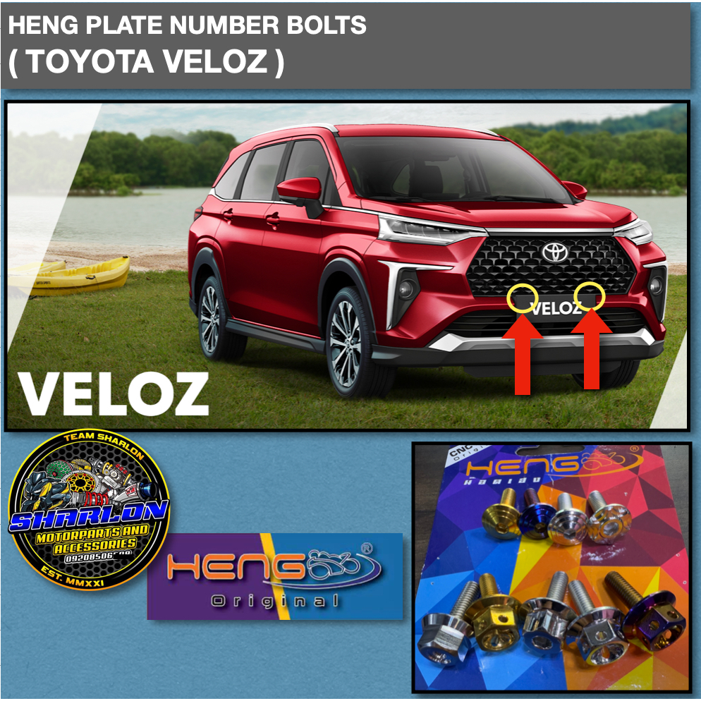 HENG Original Name Plate Number Bolts for TOYOTA VELOZ (4pcs) | Shopee ...