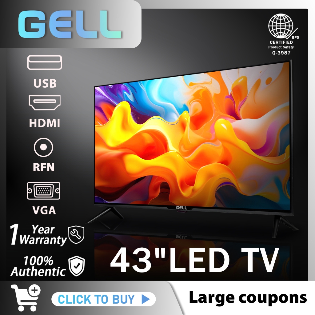 Gell 43 Inch LED Smart TV Flat Screen FHD Ultra-Slim | Shopee Philippines