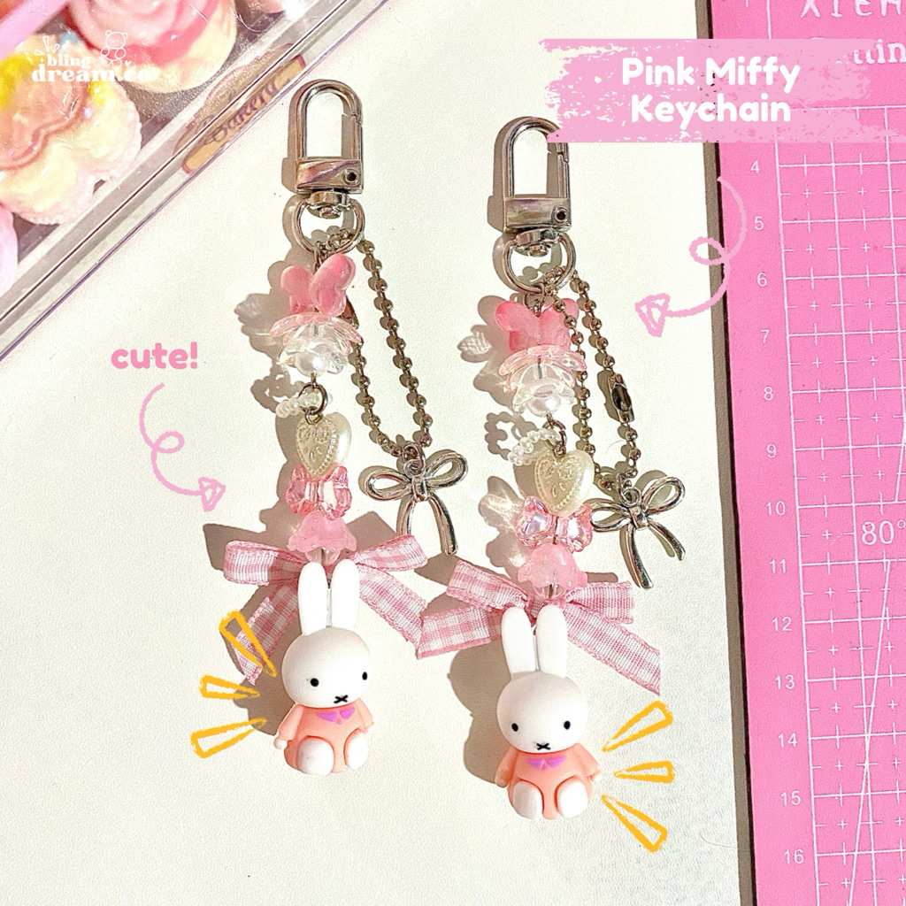 Handmade Pink Miffy Phone Charm Keychain – Cute Kawaii Bunny Charm ...