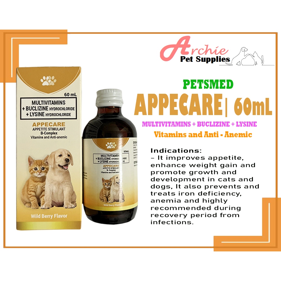 Petsmed APPECARE ( Multivitamins + Buclizine + Lysine ) For Cats and ...