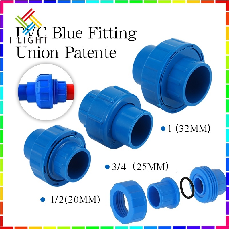 (Fast Delivery)(1 PC) PVC Blue Fitting Union Patent 1/2 inch, 3/4 inch ...